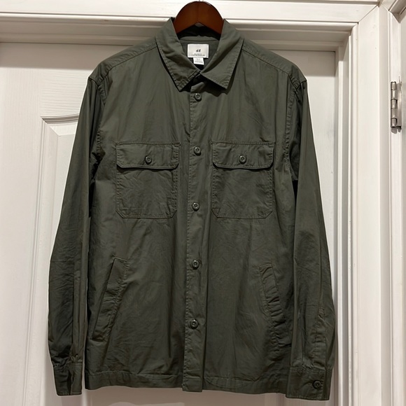 Jackets & Coats | Hm Mens Green Shirtjacket Relaxed Fit Med | Poshmark